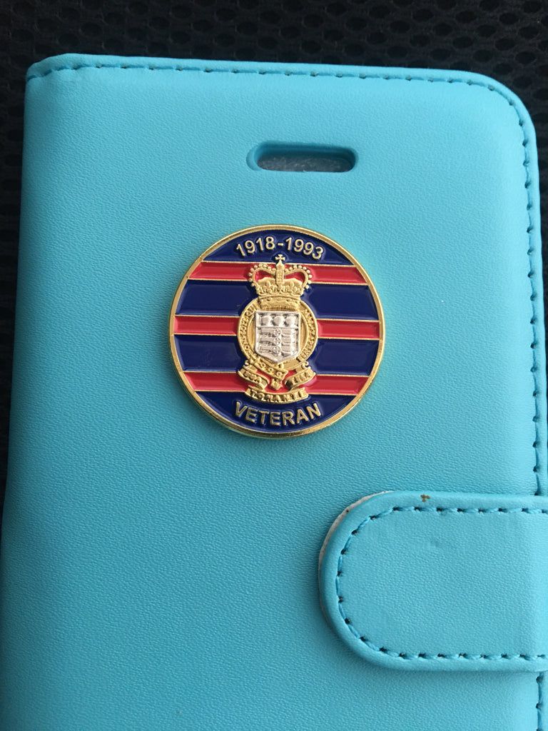 RAOC VETERAN 1918-1993 Mobile Phone Disc in 3D 28mm Self Adhesive Rear ...